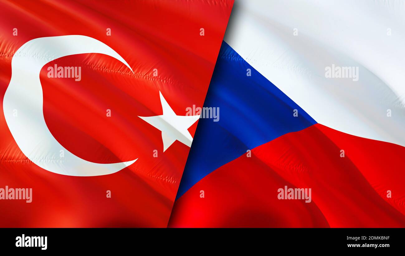 Turkey and Czech flags. 3D Waving flag design. Turkey Czech flag ...