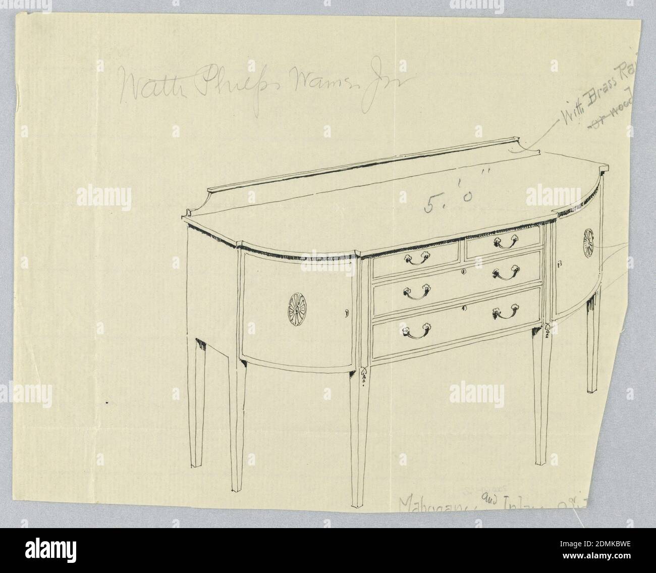 Design for Sideboard with Six Legs and Four Central Drawers, A.N ...