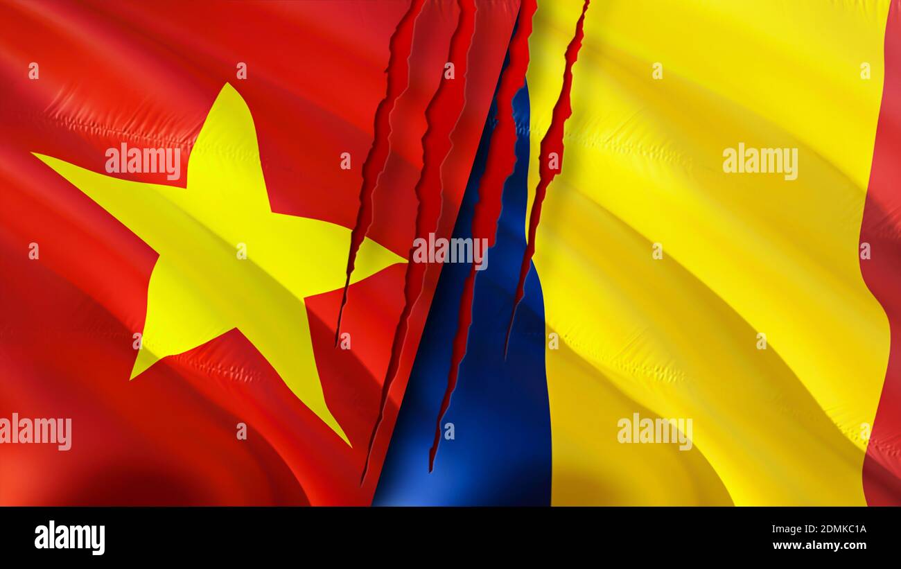 Vietnam and Chad flags. 3D Waving flag design. Vietnam Chad flag ...