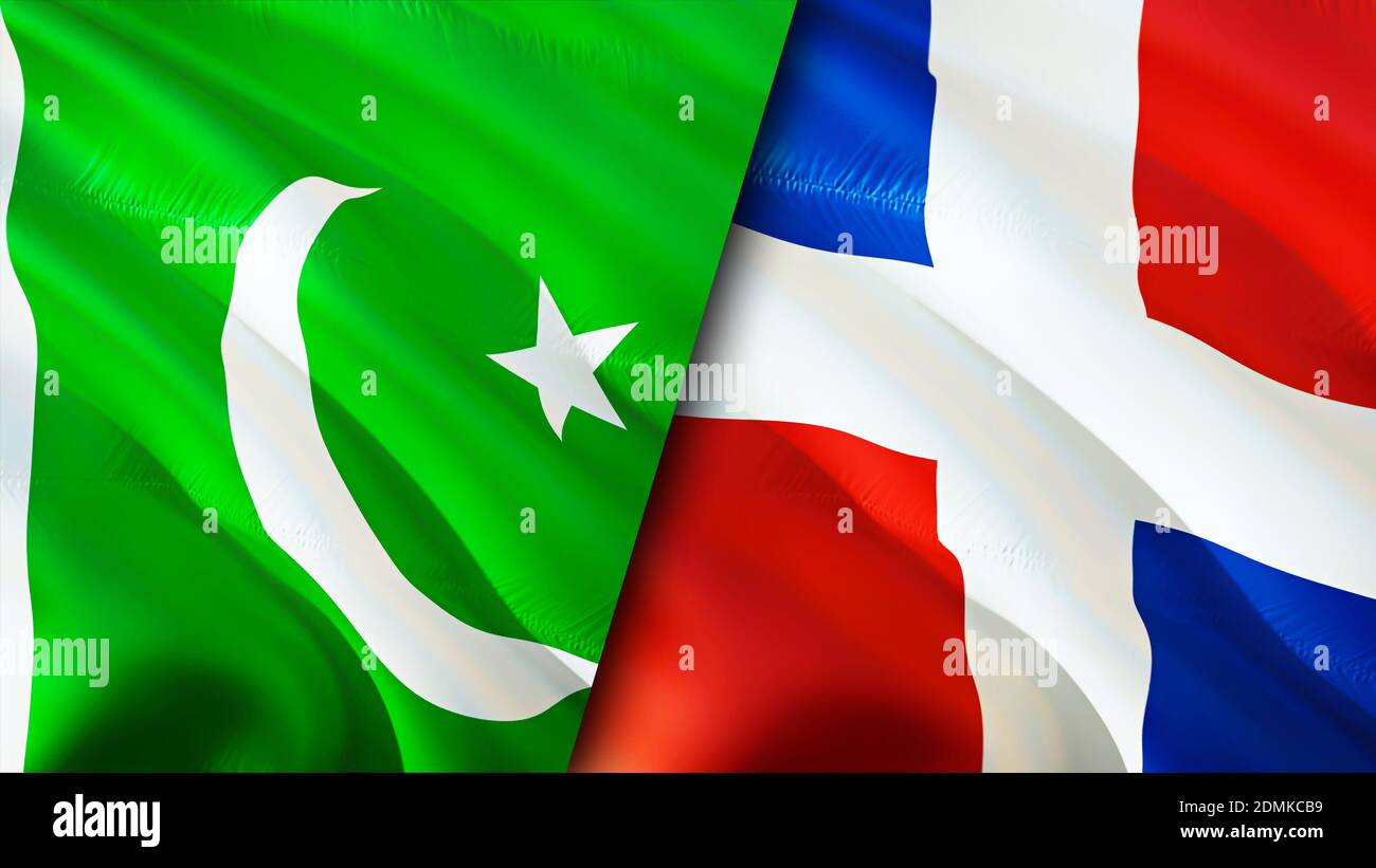 Pakistan and Dominican Republic flags. 3D Waving flag design. Pakistan ...