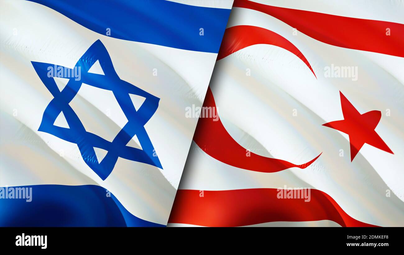 Israel and Northern Cyprus flags. 3D Waving flag design. Israel ...