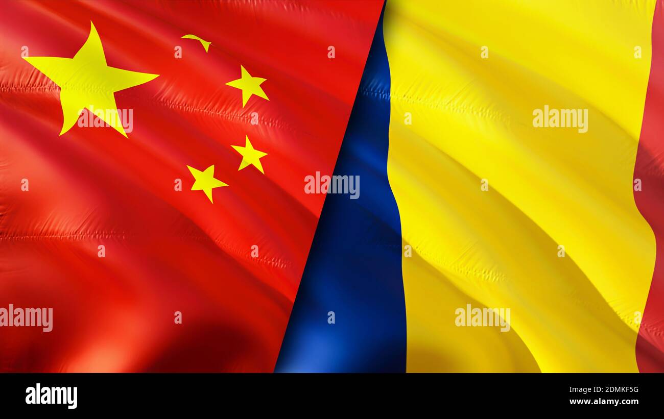 China and Chad flags. 3D Waving flag design. China Chad flag, picture ...