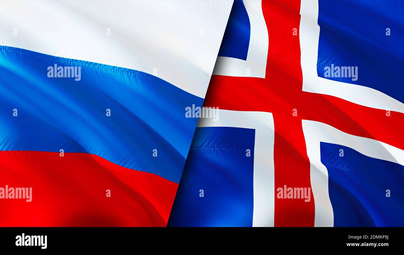 Russia and Iceland flags. 3D Waving flag design. Russia Iceland flag ...