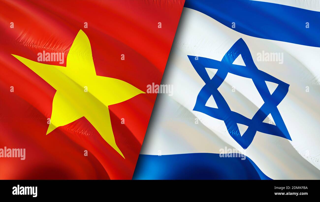 Vietnam and Israel flags with scar concept. Waving flag,3D rendering ...