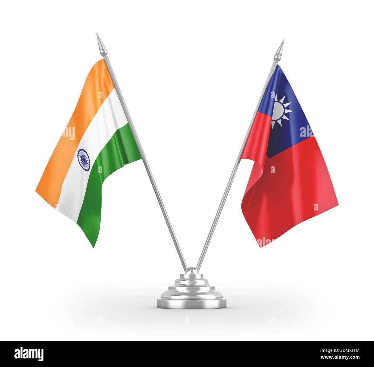 Taiwan and India table flags isolated on white 3D rendering Stock Photo ...