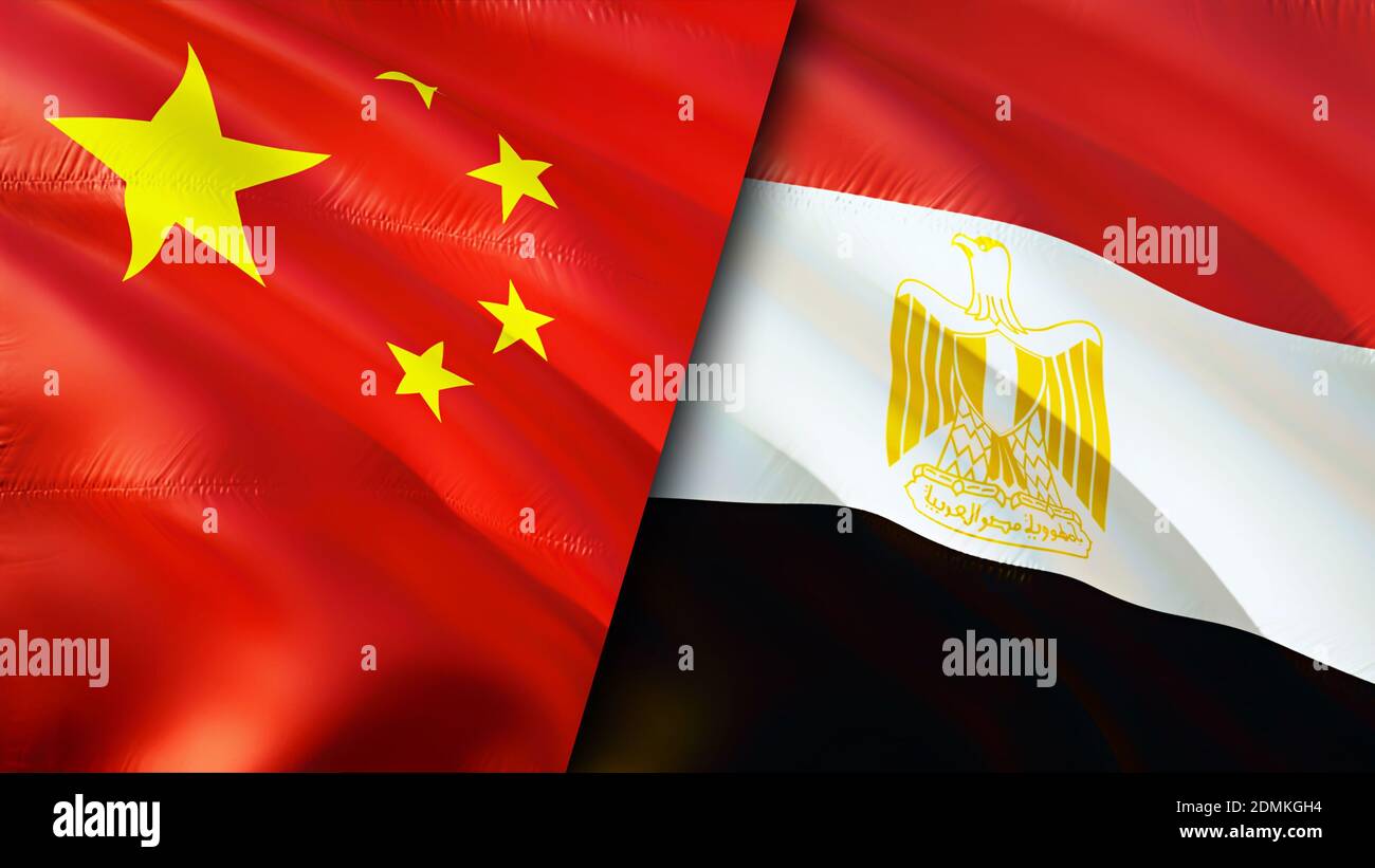 China and Egypt flags. 3D Waving flag design. China Egypt flag, picture ...