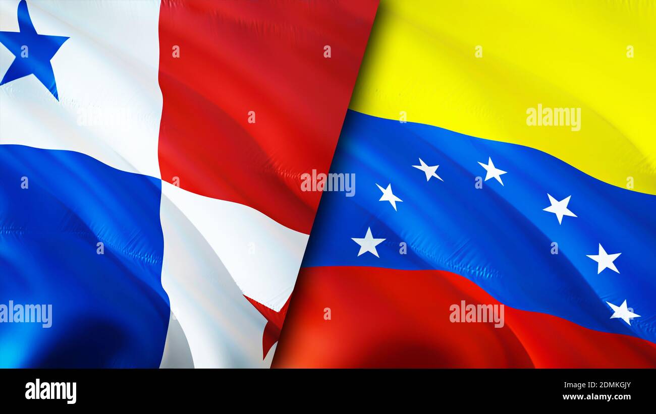 Panama and Venezuela flags. 3D Waving flag design. Panama Venezuela ...