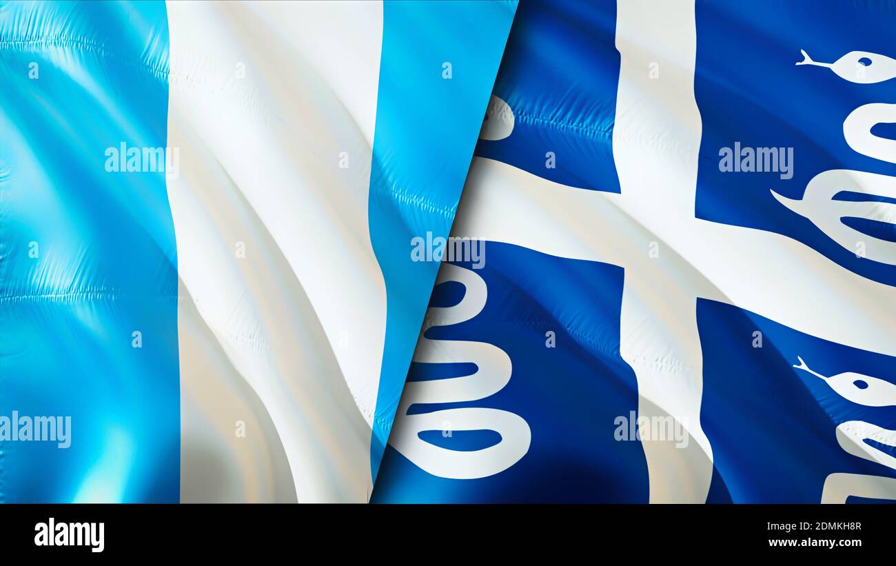 Guatemala and Martinique flags. 3D Waving flag design. Guatemala ...