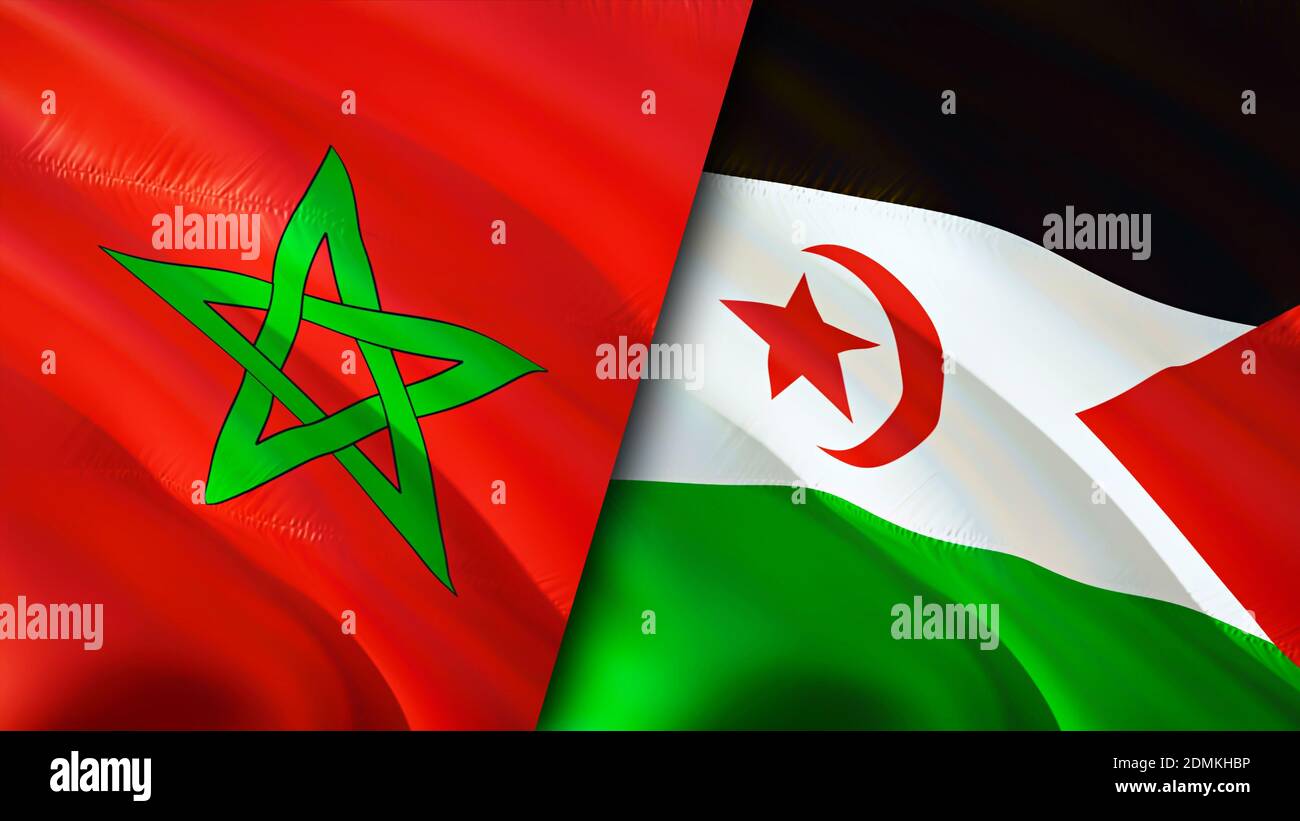 Morocco and Western Sahara flags. 3D Waving flag design. Morocco ...