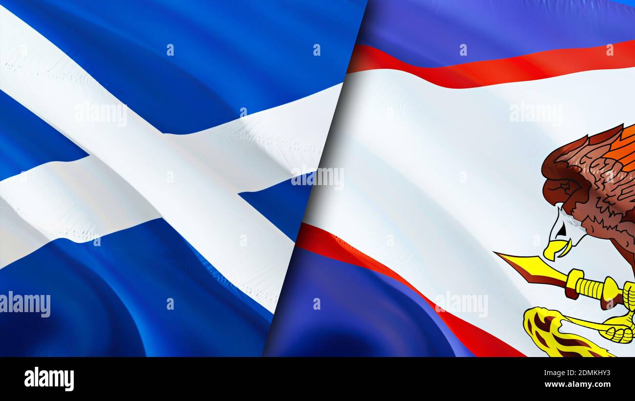 Scotland and American Samoa flags. 3D Waving flag design. Scotland ...