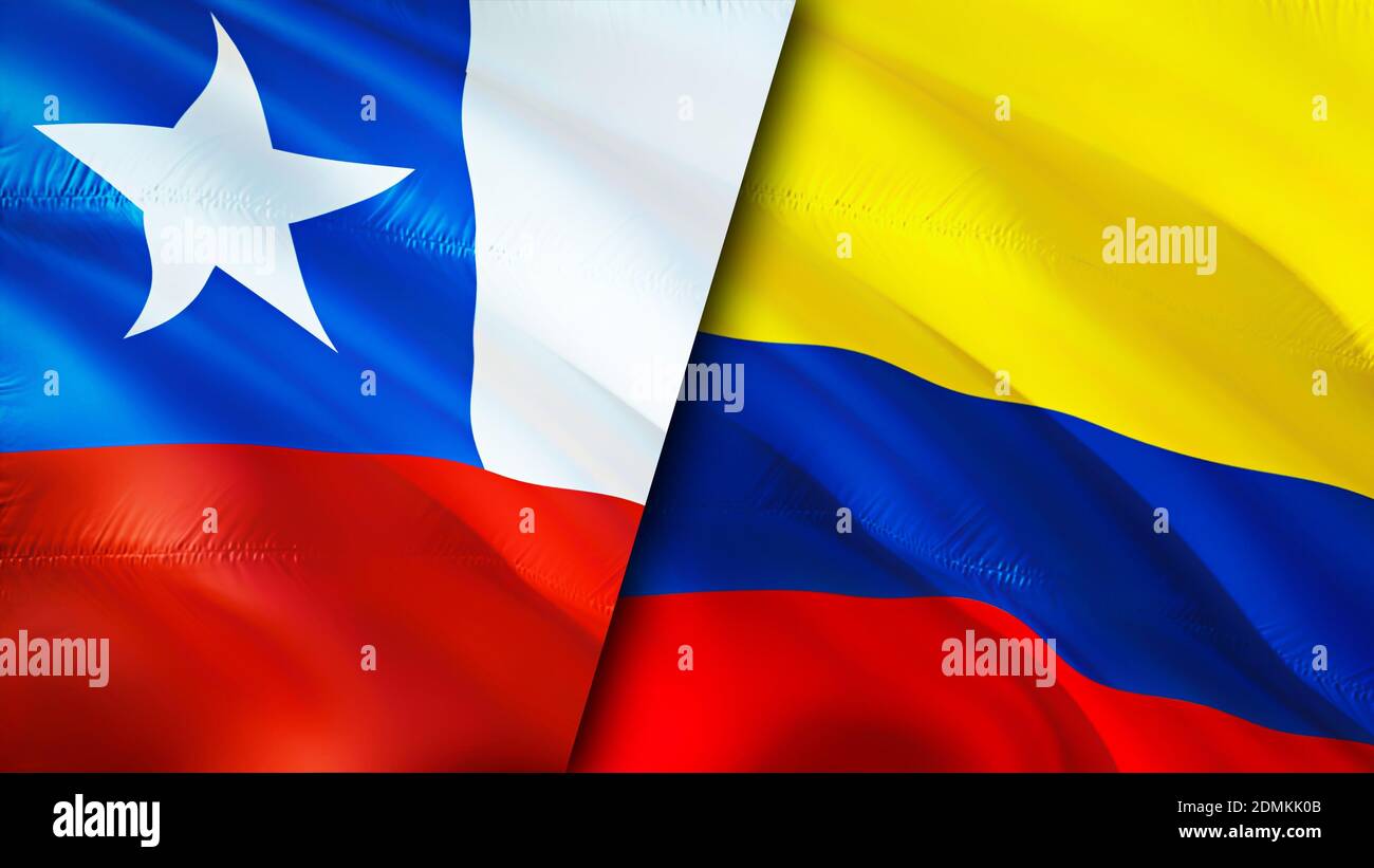Chile and Colombia flags. 3D Waving flag design. Chile Colombia flag ...