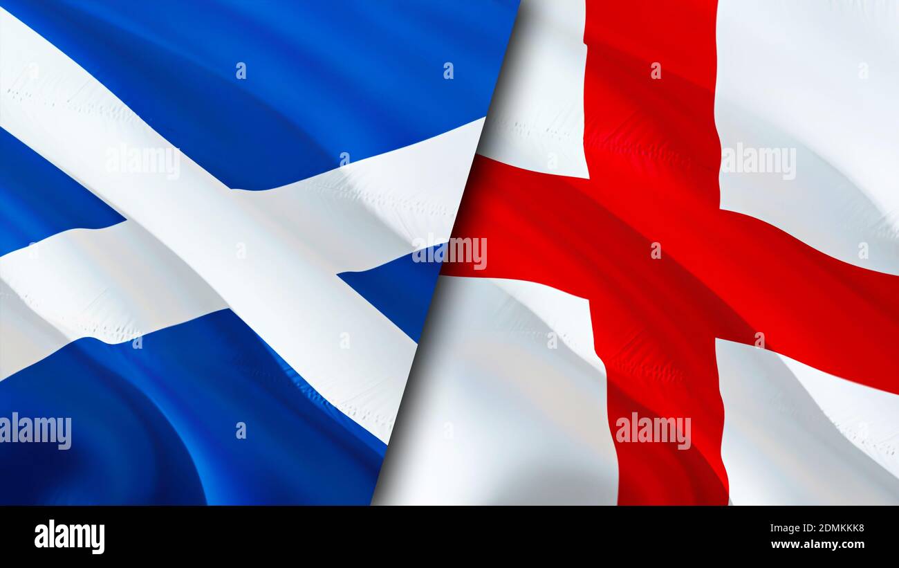Scotland and England flags. 3D Waving flag design. Scotland England ...