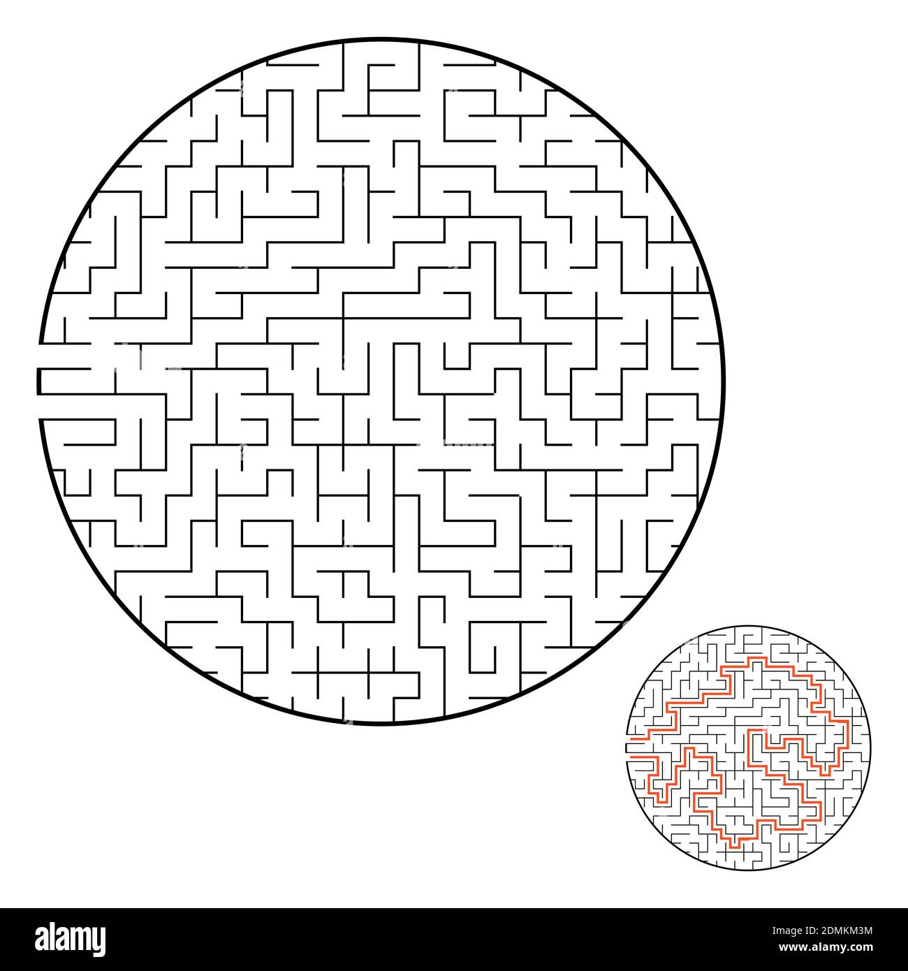 Difficult round labyrinth. Game for kids. Puzzle for children. One ...