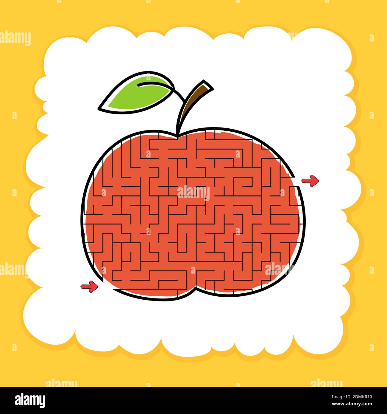 Maze apple. Game for kids. Puzzle for children. Cartoon style ...