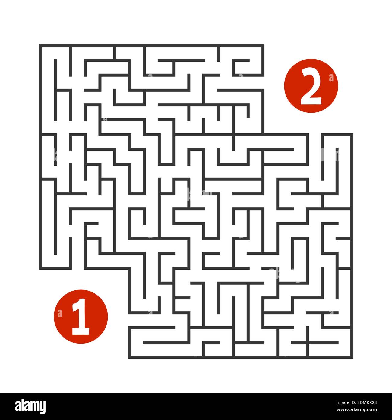 Abstract square maze. Find the way from one to two digits. Game for ...