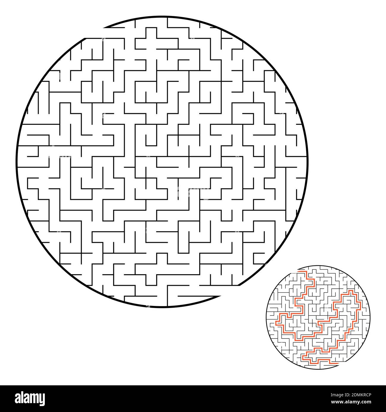 Difficult round labyrinth. Game for kids. Puzzle for children. One ...