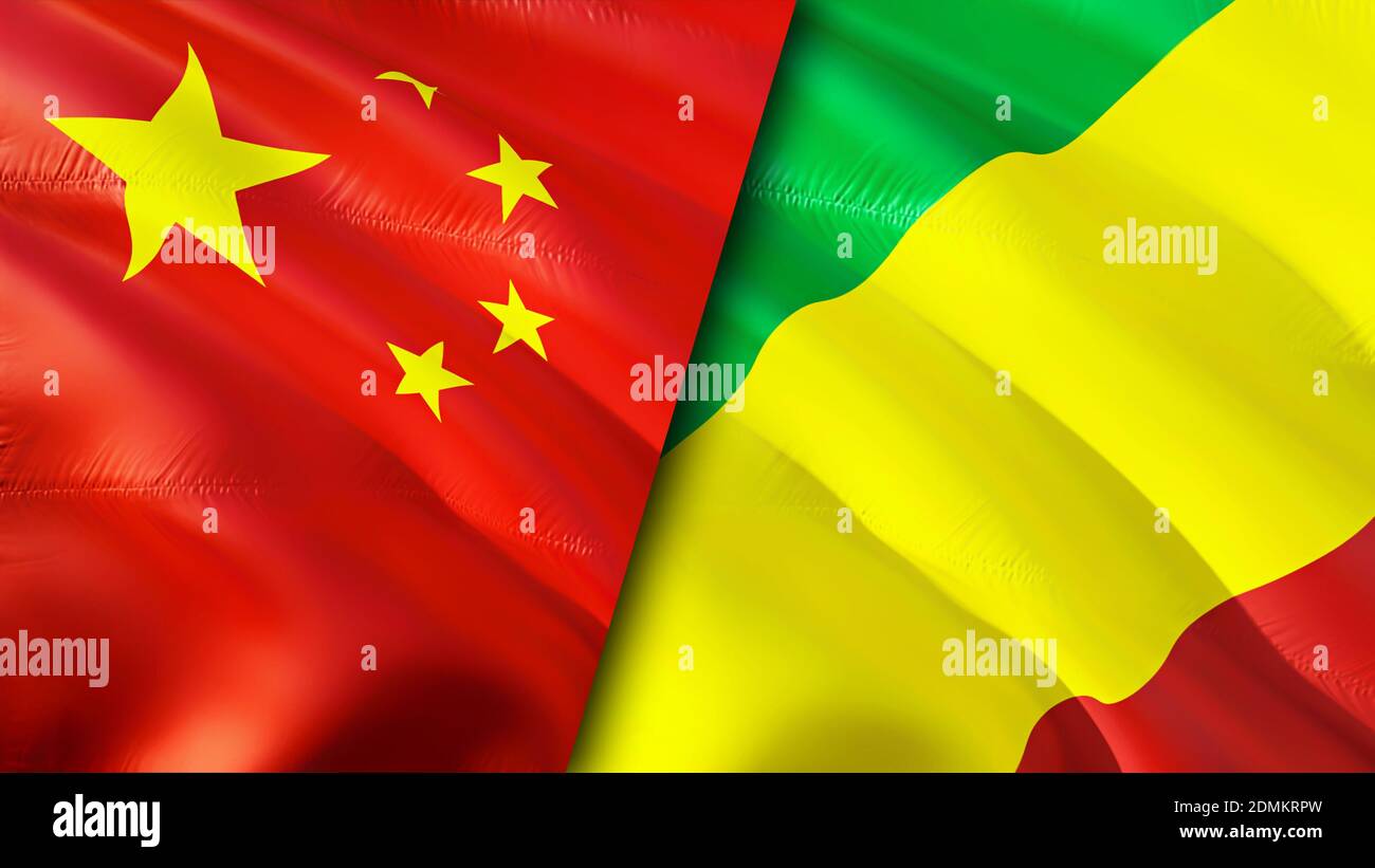 China and Congo flags. 3D Waving flag design. China Congo flag, picture ...