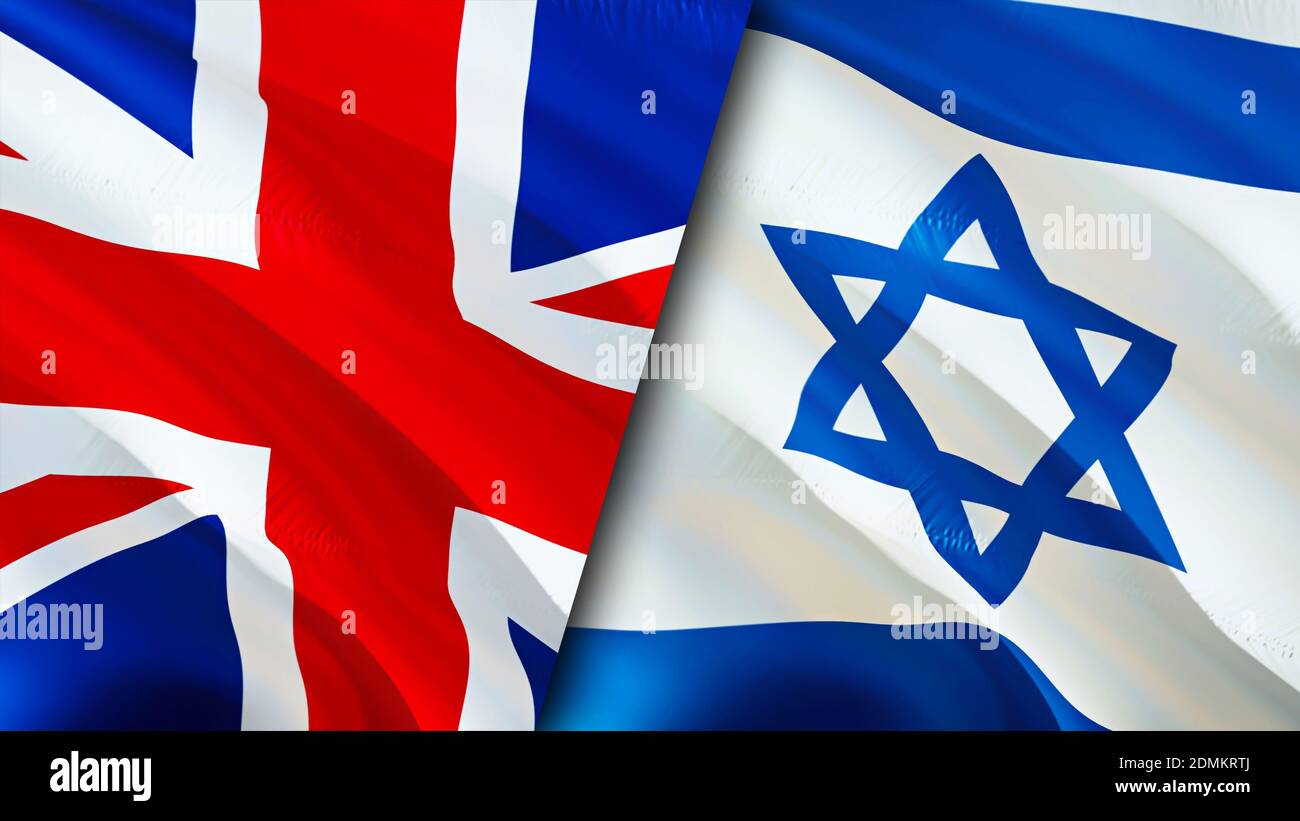 United Kingdom and Israel flags. 3D Waving flag design. United Kingdom ...