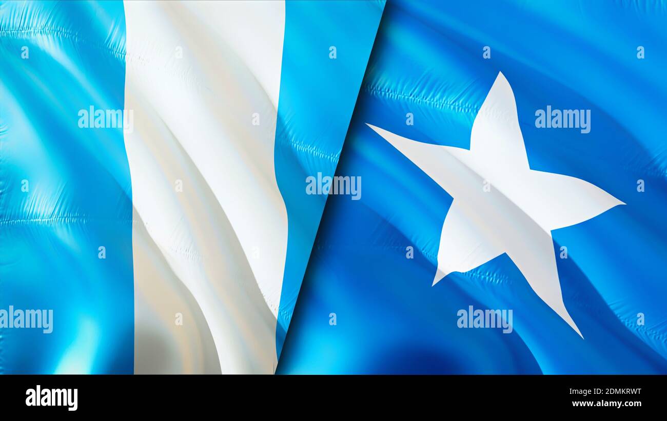 Guatemala and Somalia flags. 3D Waving flag design. Guatemala Somalia ...