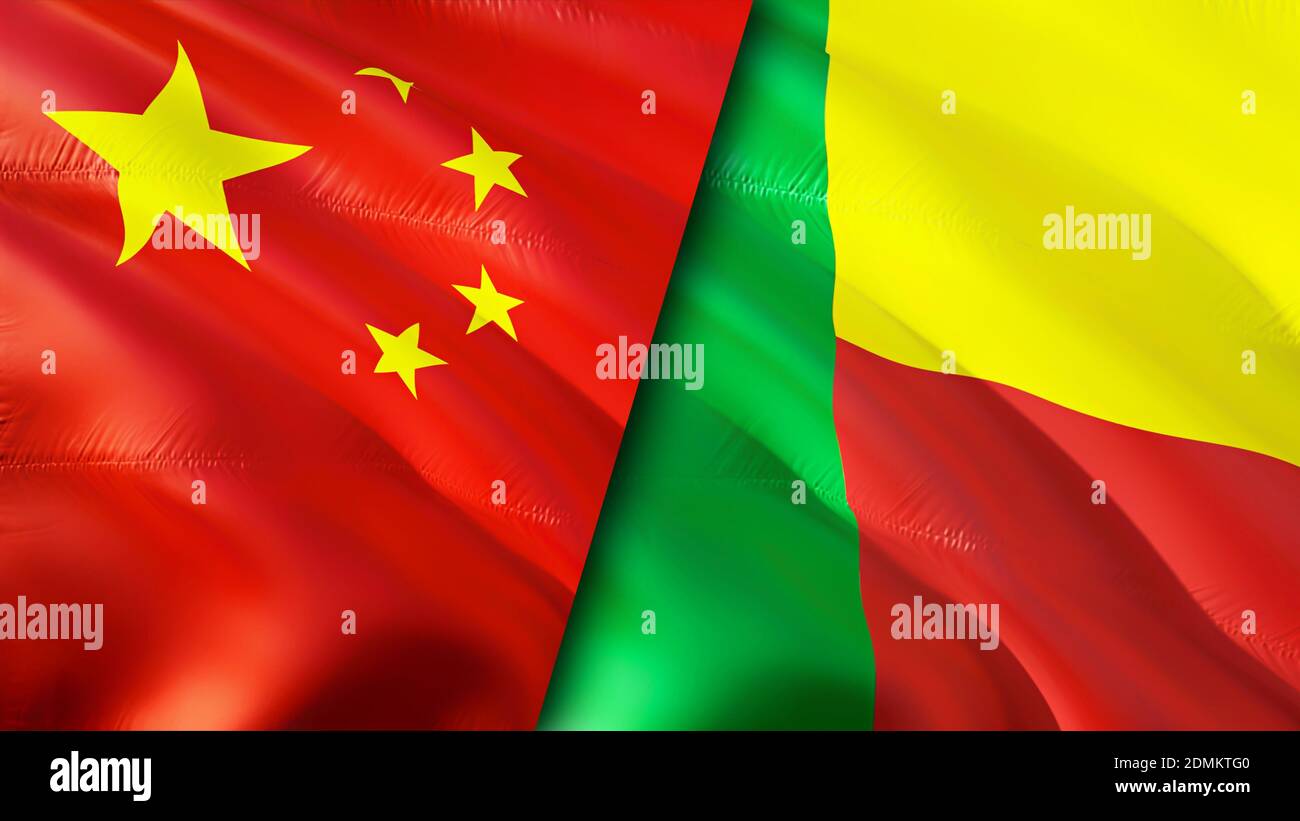China and Benin flags. 3D Waving flag design. China Benin flag, picture ...