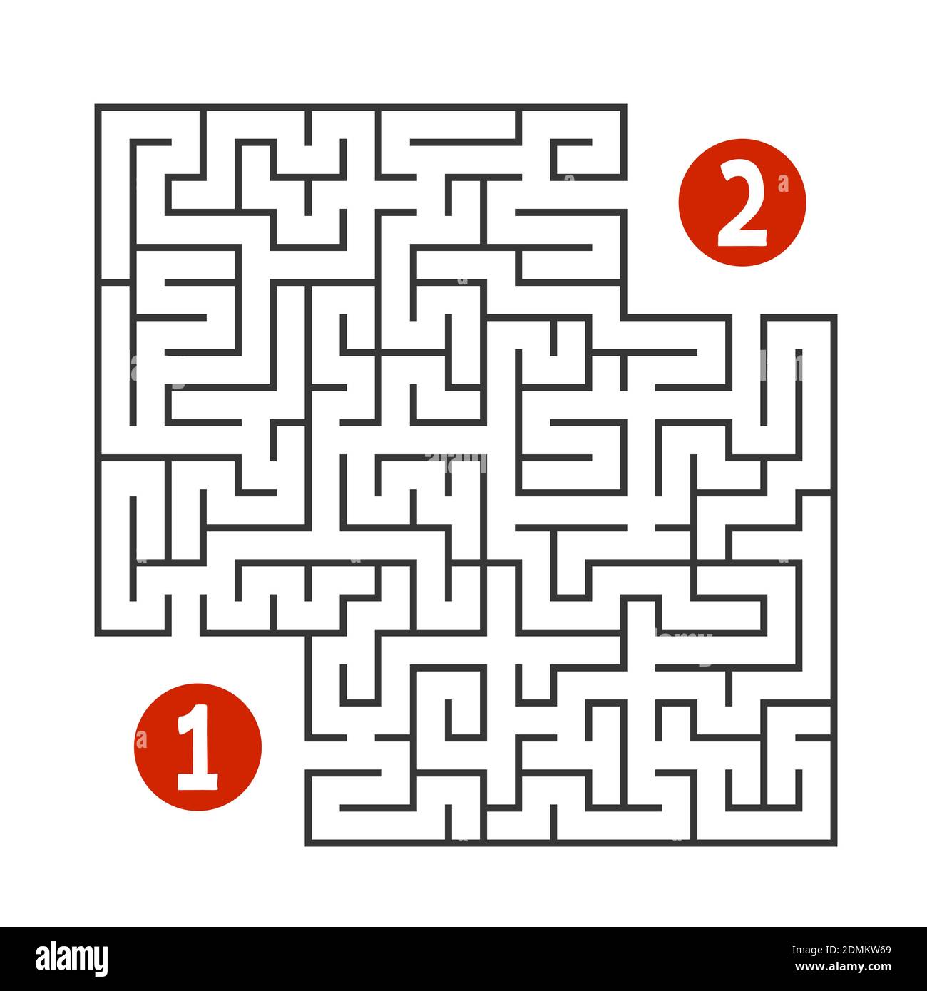 Abstract square maze. Find the way from one to two digits. Game for ...