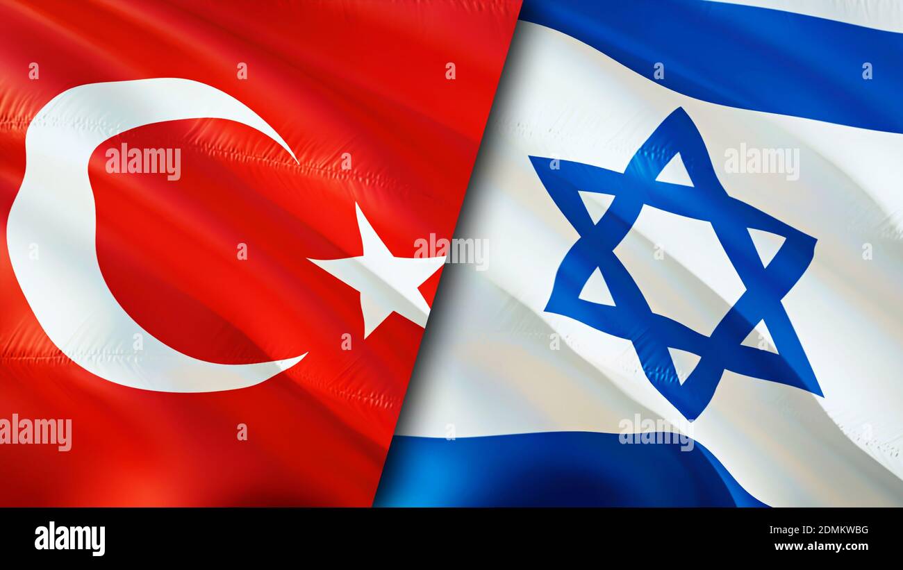 Turkey and Israel flags. 3D Waving flag design. Turkey Israel flag ...
