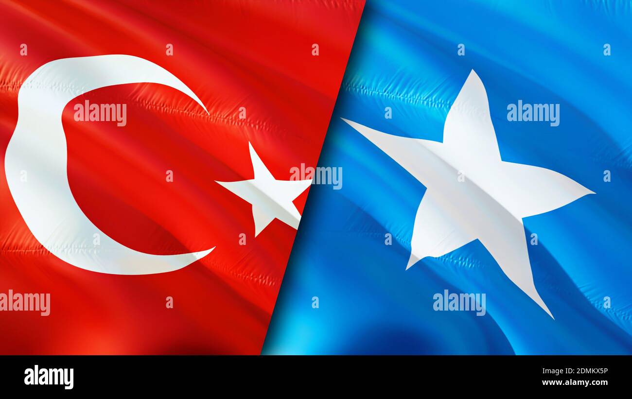 Turkey and Somalia flags. 3D Waving flag design. Turkey Somalia flag ...