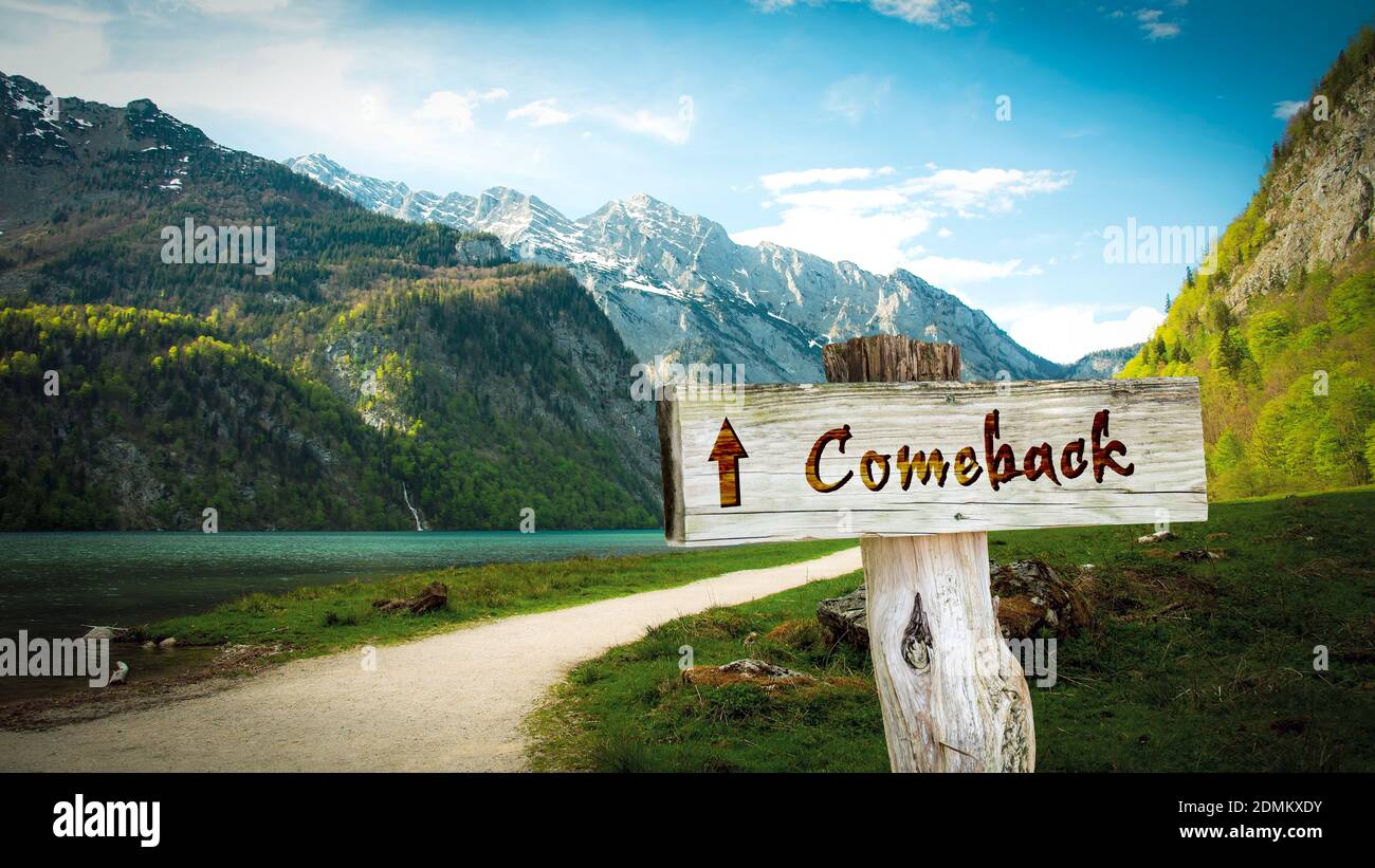 Street Sign the Direction Way to Comeback Stock Photo - Alamy
