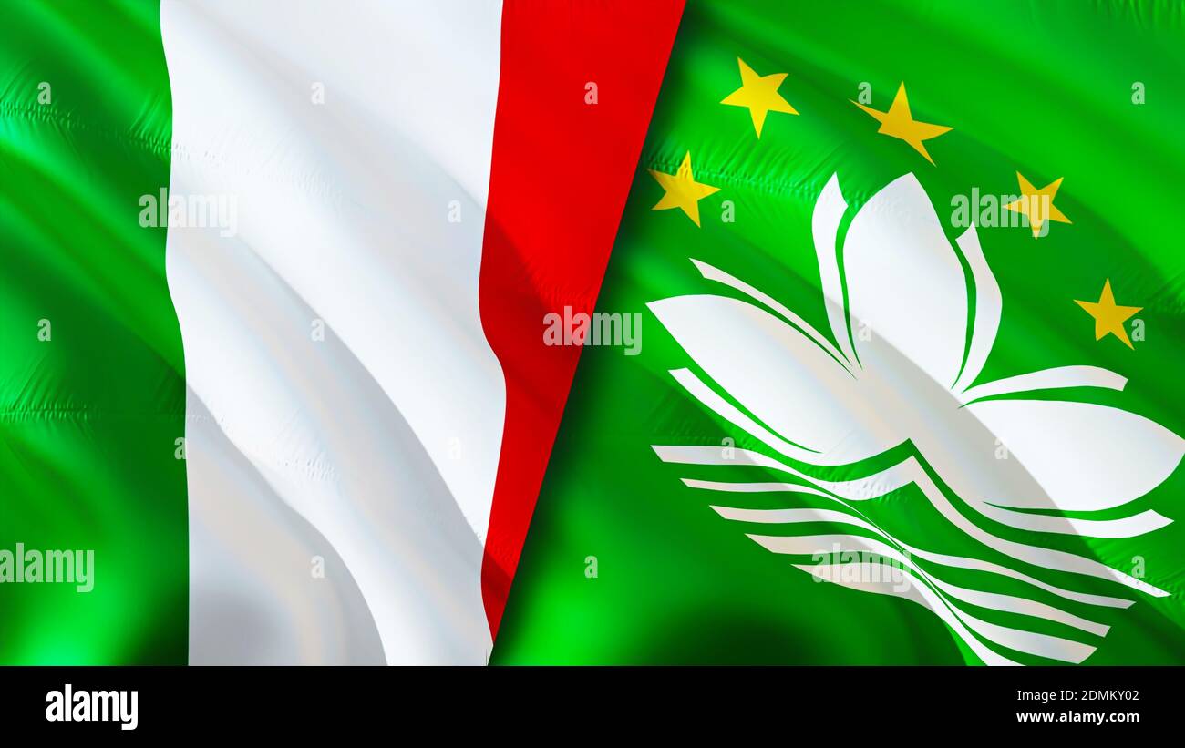 Italy and Macau flags. 3D Waving flag design. Italy Macau flag, picture ...