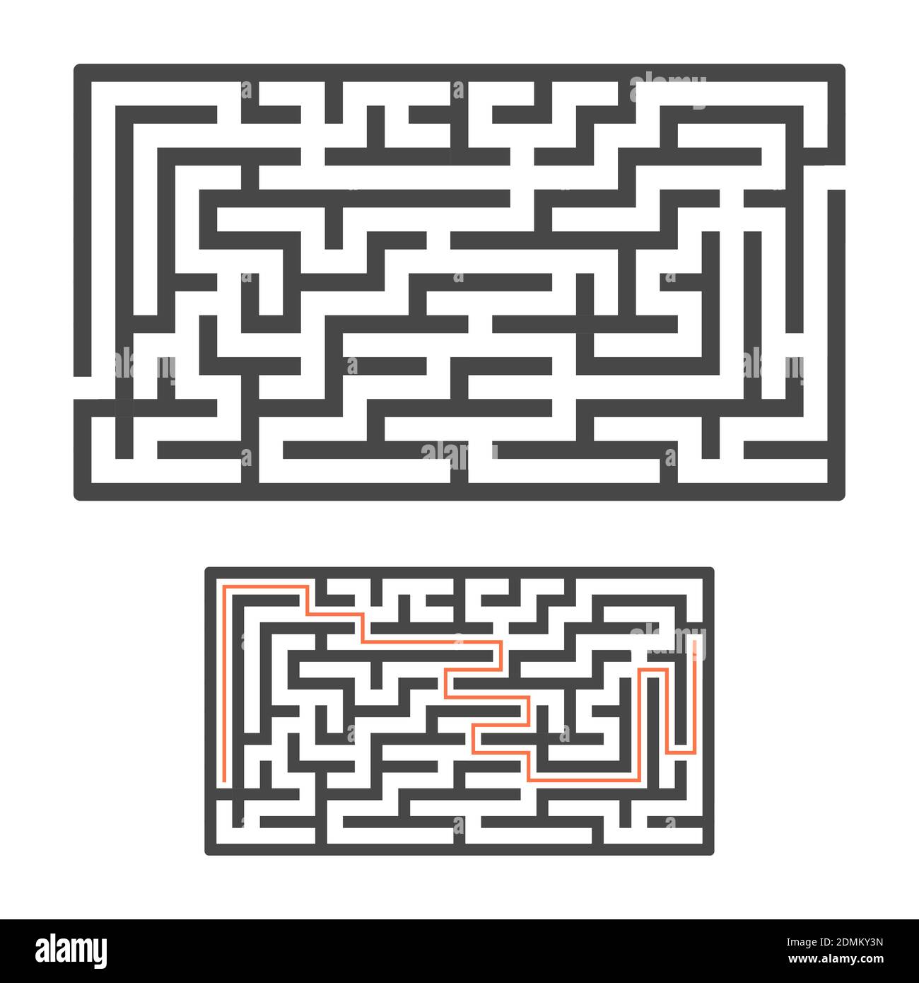 Abstract rectangular maze. Game for kids. Puzzle for children. One entrance, one exit. Labyrinth ...