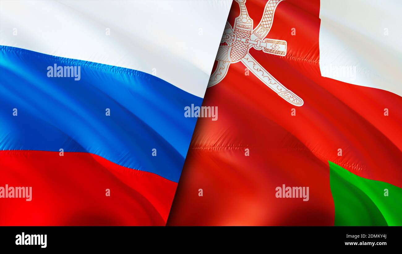 Russia and Oman flags. 3D Waving flag design. Russia Oman flag, picture ...