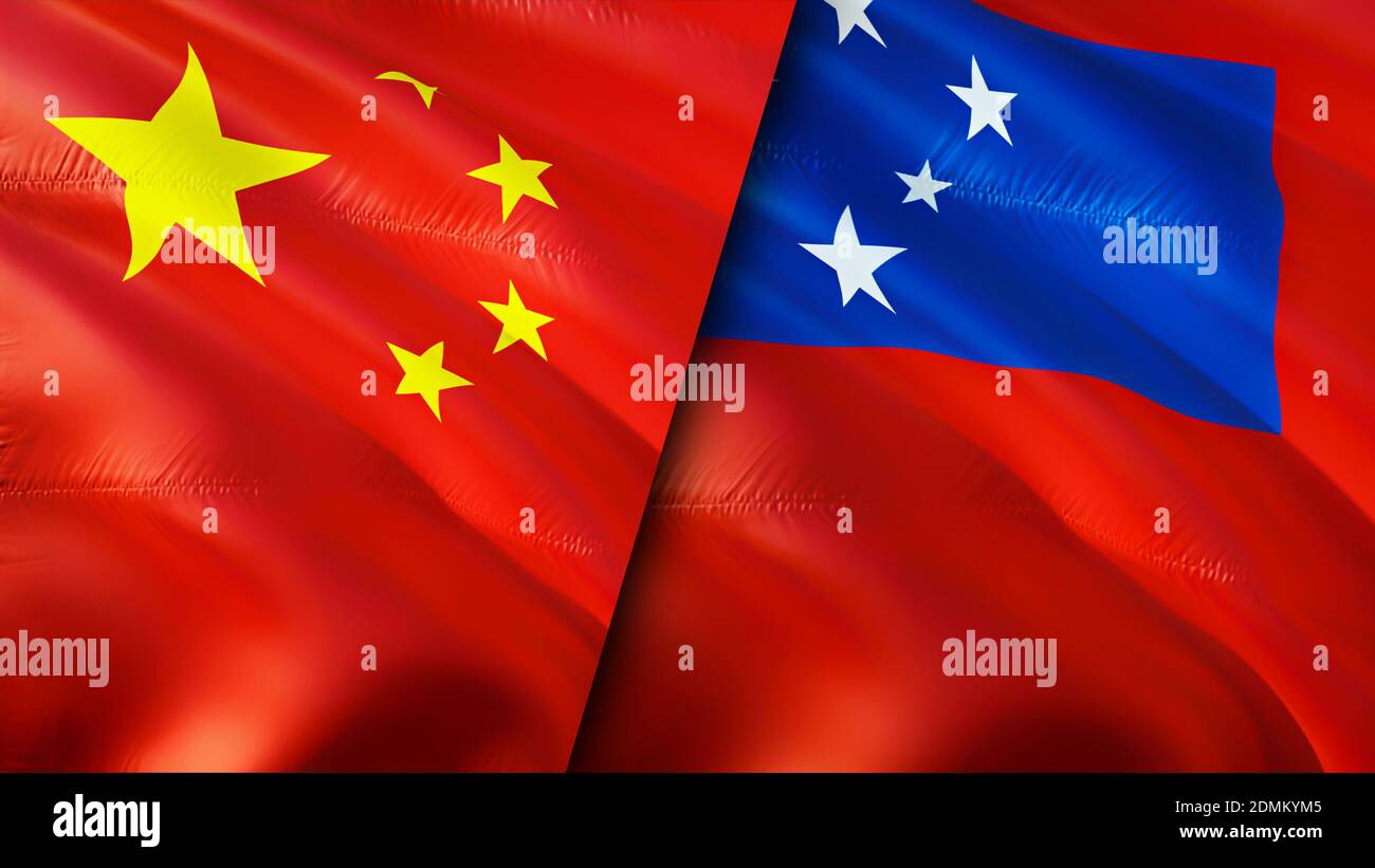 China and Samoa flags. 3D Waving flag design. China Samoa flag, picture ...