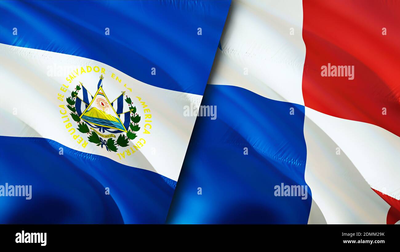 El Salvador and Panama flags. 3D Waving flag design. El Salvador Panama ...