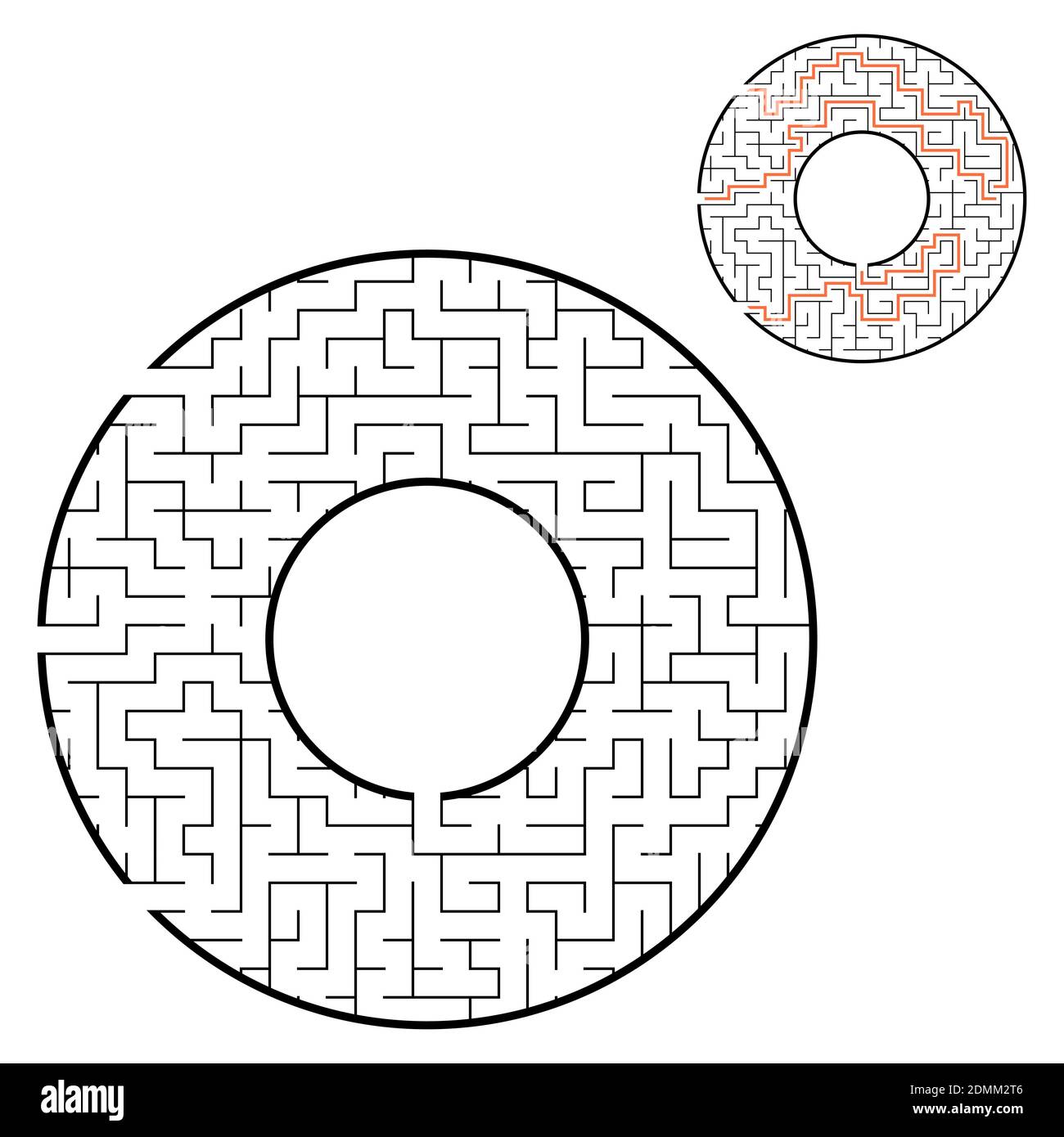 Black round maze. With three ways. Game for kids. Puzzle for children ...