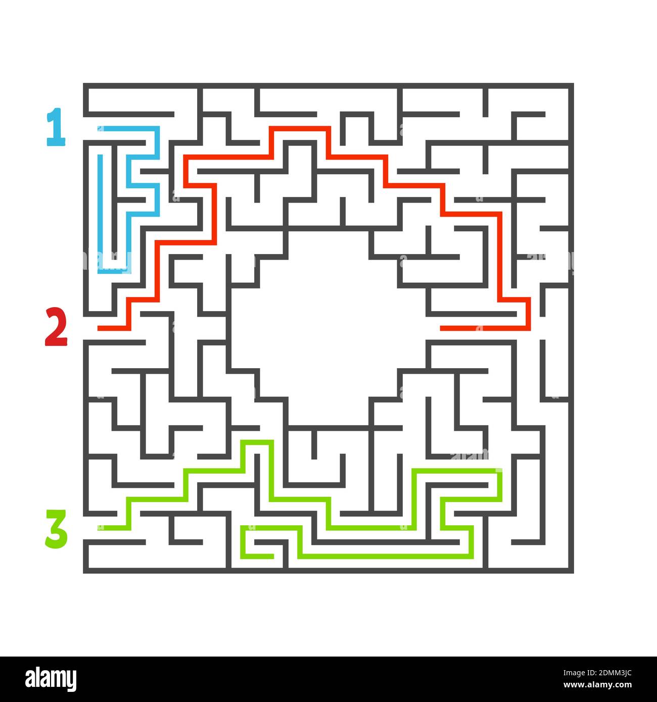 Abstract square maze. Game for kids. Puzzle for children. Three ...
