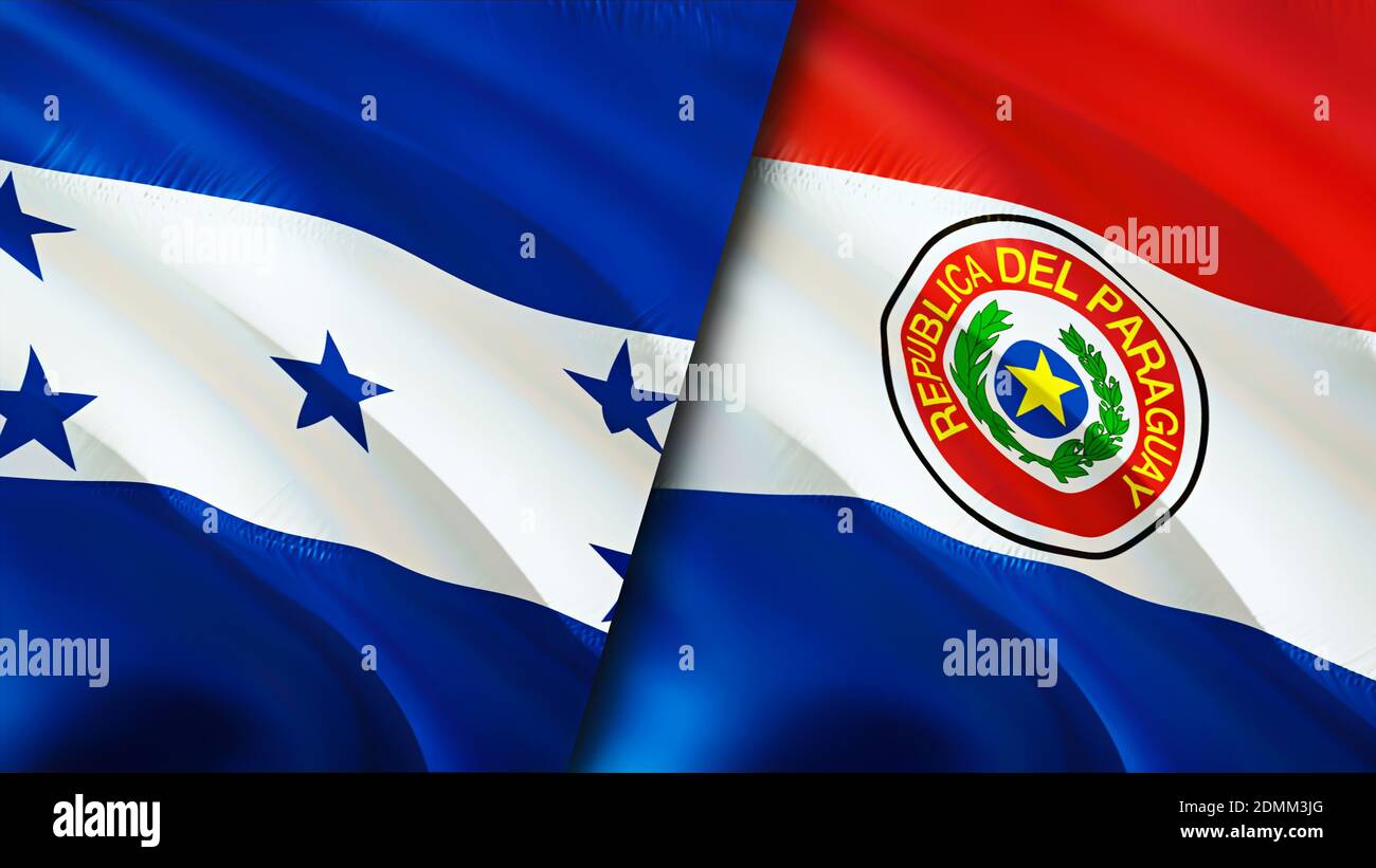 Honduras and Paraguay flags. 3D Waving flag design. Honduras Paraguay ...