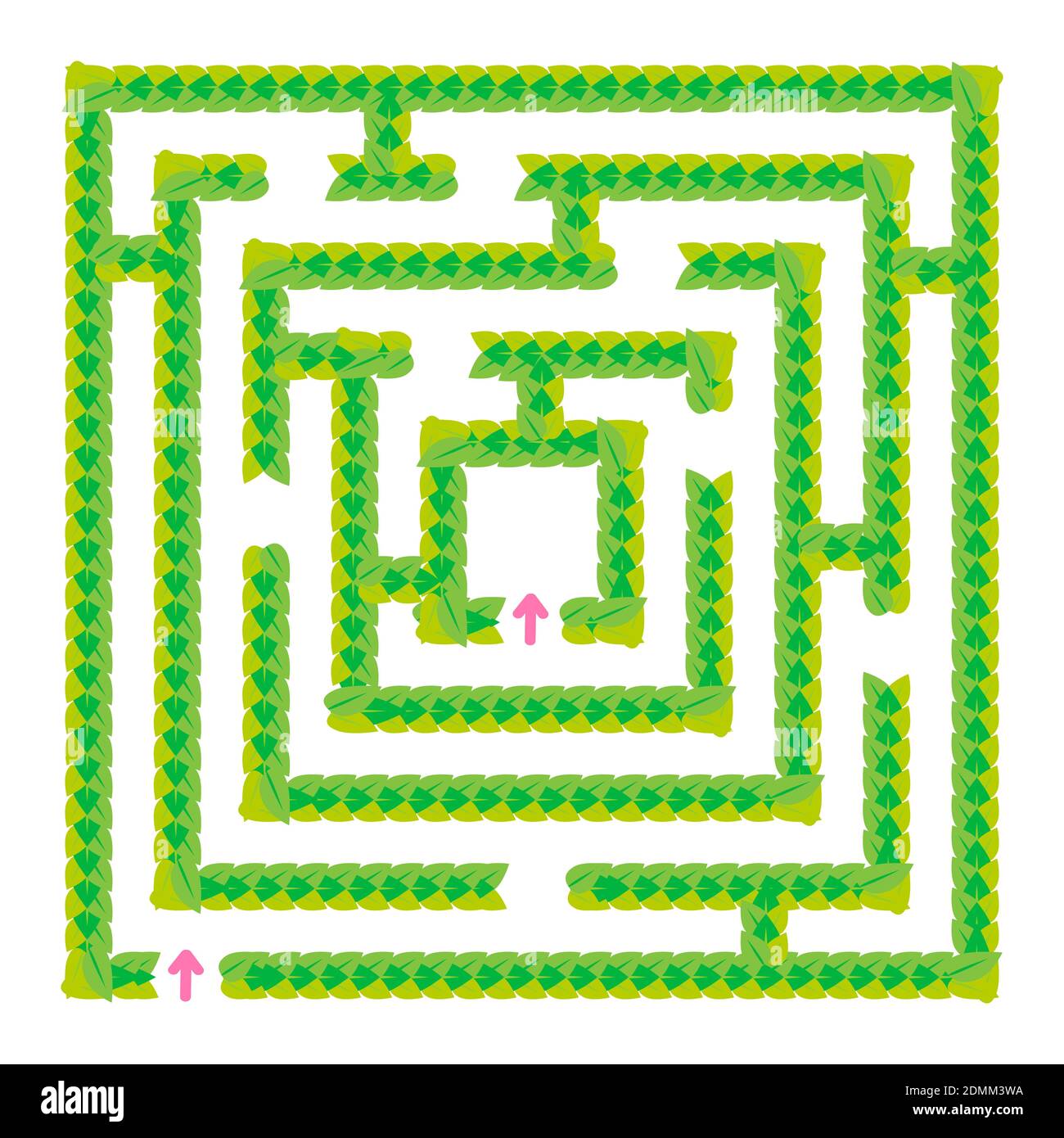A simple green maze of leaves. Game for kids. Puzzle for children. One ...