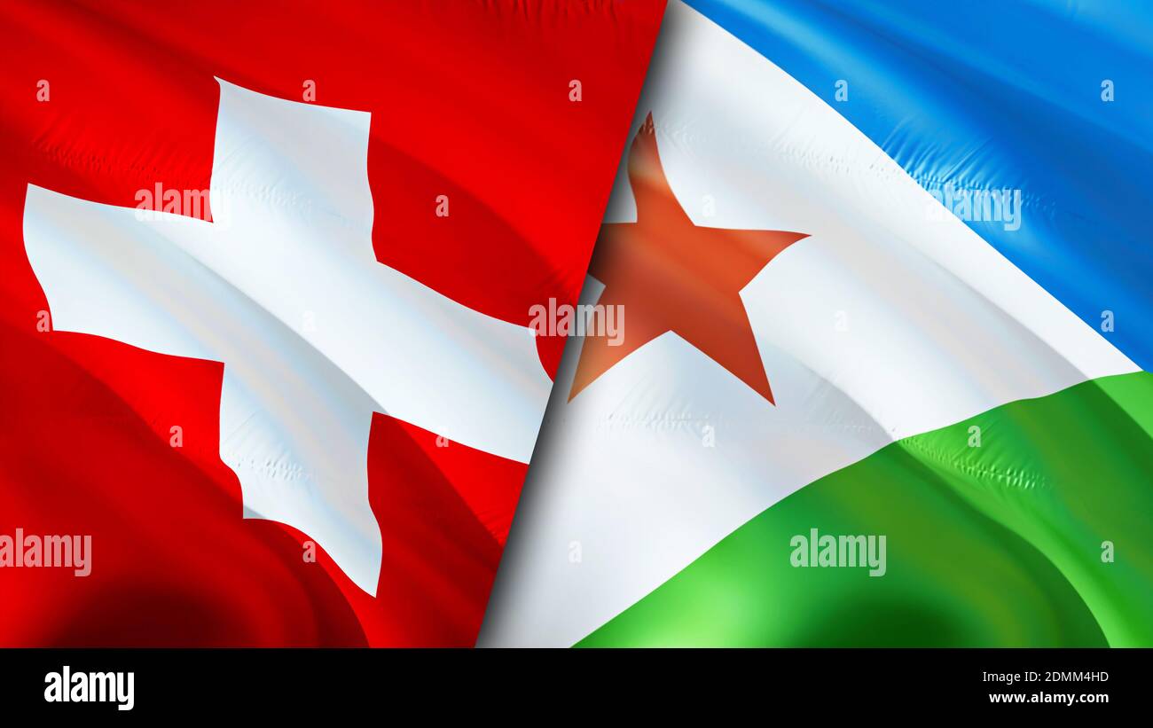 Switzerland and Djibouti flags. 3D Waving flag design. Switzerland ...