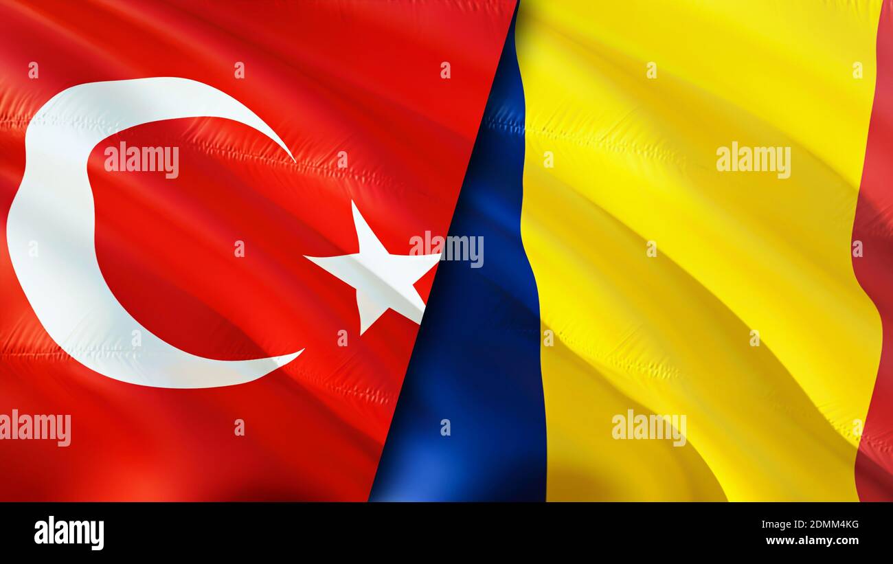 Turkey and Chad flags. 3D Waving flag design. Turkey Chad flag, picture ...