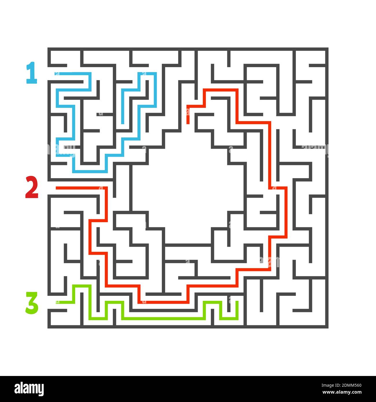 Abstract square maze. Game for kids. Puzzle for children. Three ...