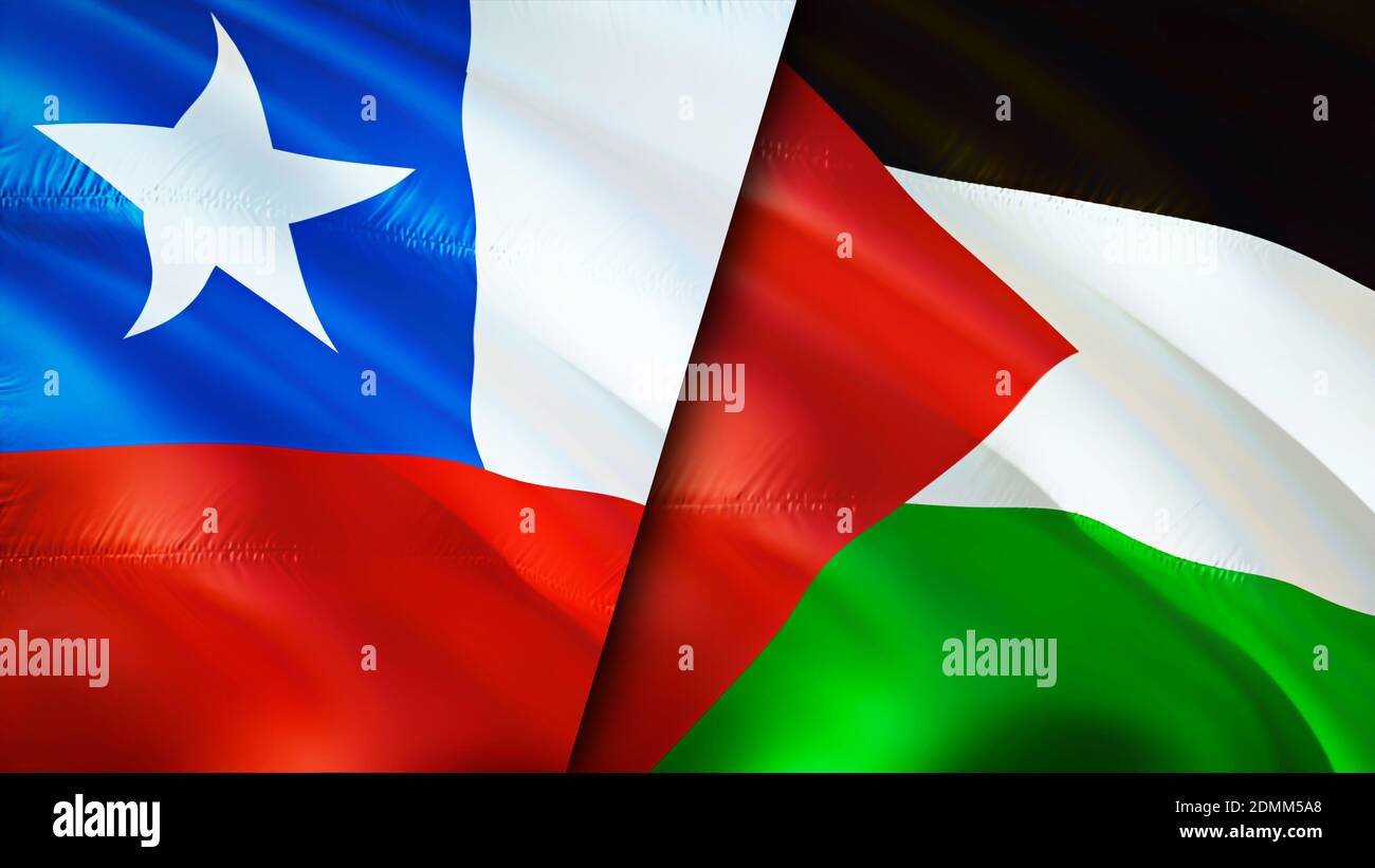 Chile and Palestine flags. 3D Waving flag design. Chile Palestine flag ...