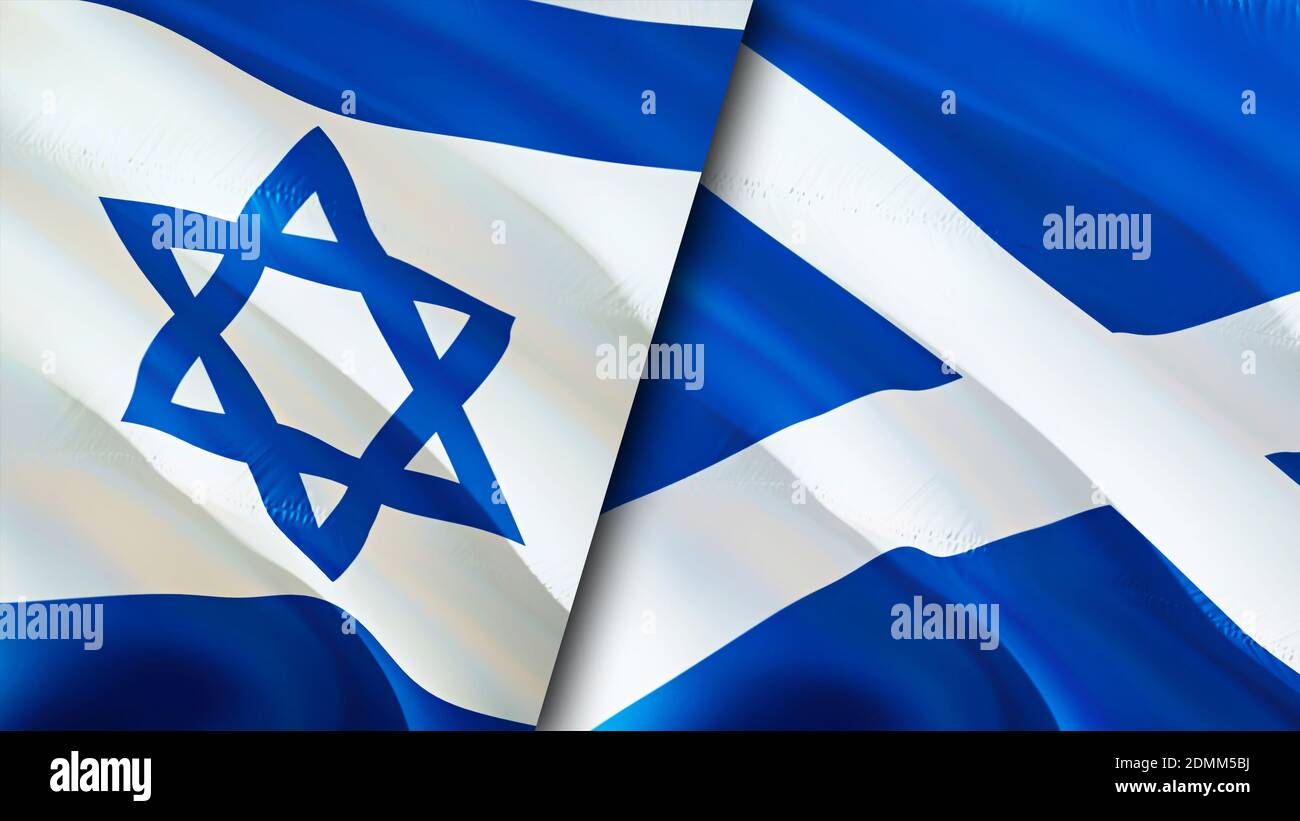 Israel and Scotland flags. 3D Waving flag design. Israel Scotland flag ...