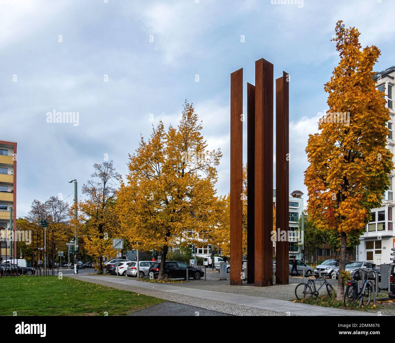 Berlin Wall memorial. Rusty structure representing watch tower in ...