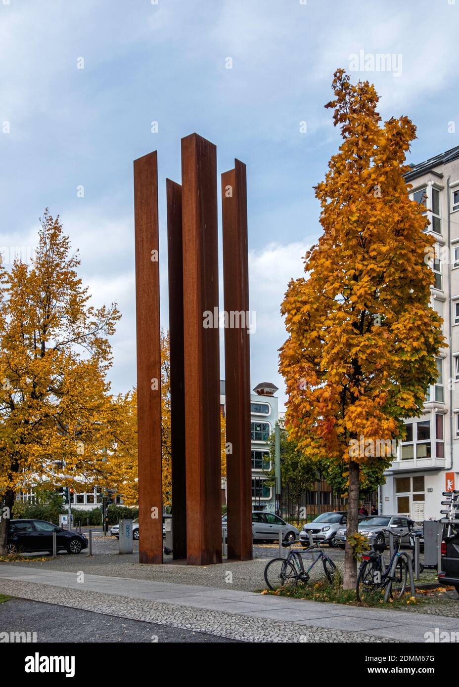Berlin Wall memorial. Rusty structure representing watch tower in ...