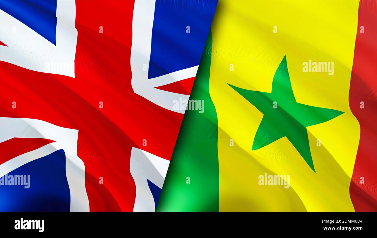 United Kingdom and Senegal flags. 3D Waving flag design. United Kingdom ...