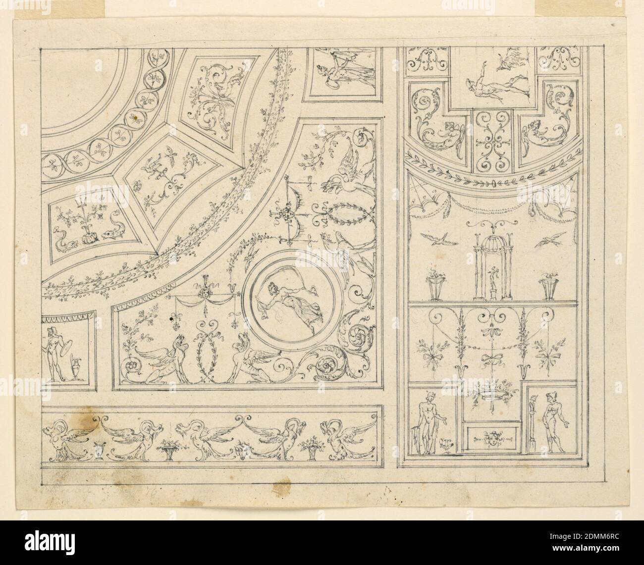 Project for a Ceiling, Graphite, pen and ink on paper, Portion of a ...
