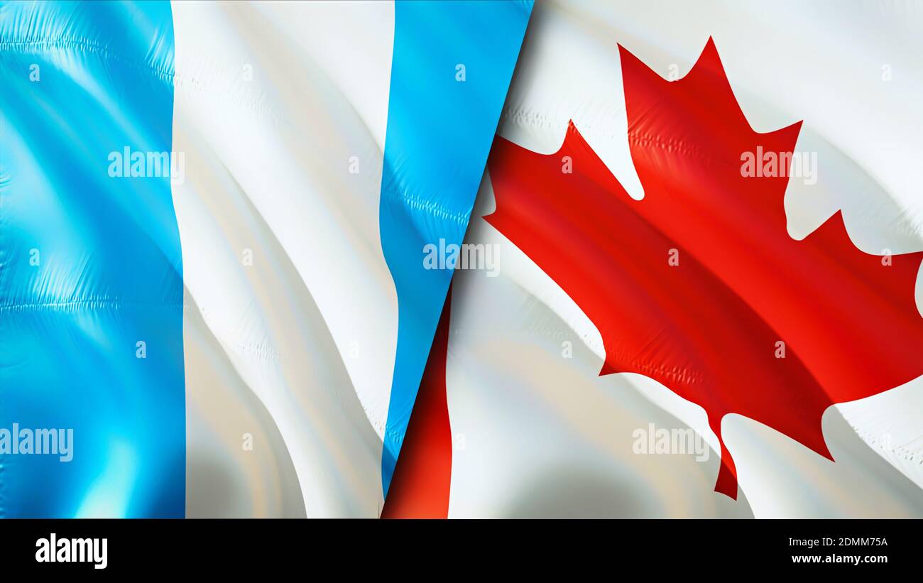 Guatemala and Canada flags. 3D Waving flag design. Guatemala Canada ...