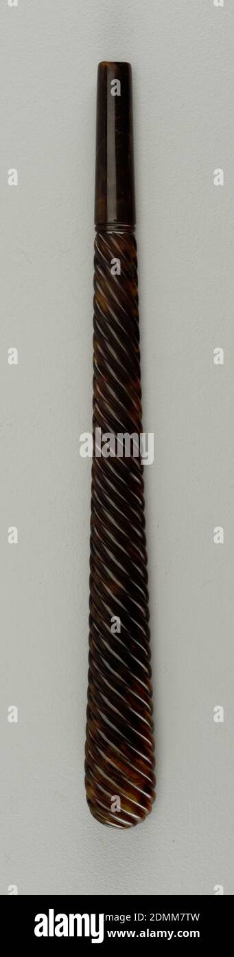 Parasol handle, Shaped and carved tortoiseshell, Simple dark-colored ...