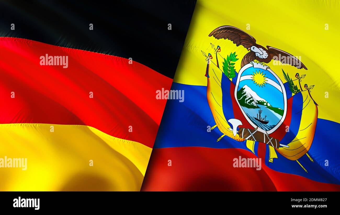 Germany and Ecuador flags. 3D Waving flag design. Germany Ecuador flag ...
