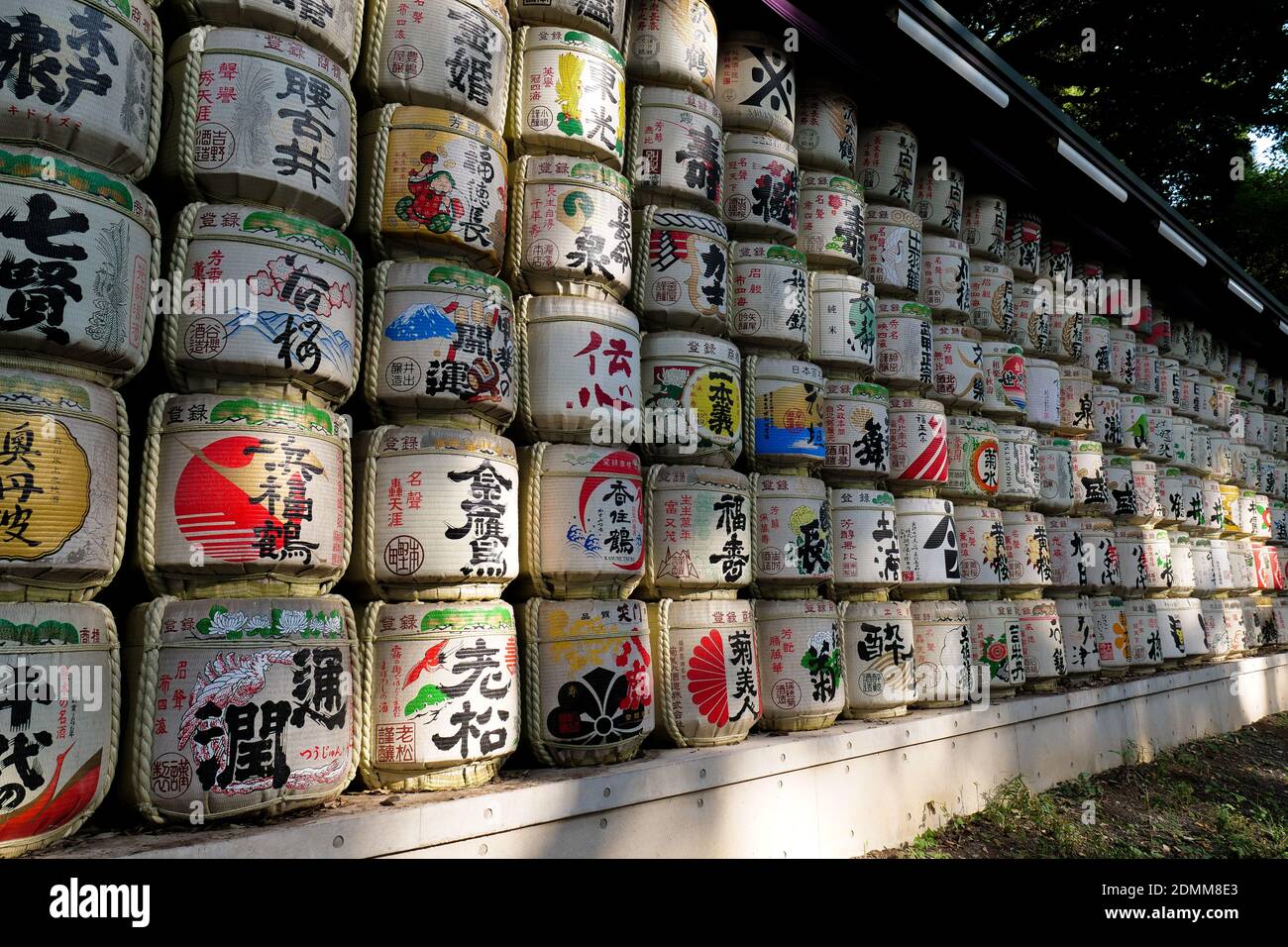 Sake barrels on display at Meiji Jingu, Tokyo, Japan Stock Photo - Alamy